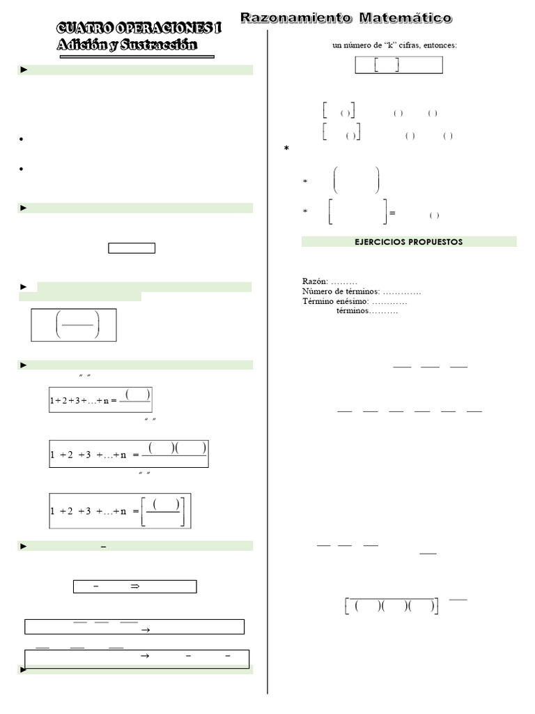Cuatro Operaciones I Preu | PDF | Sustracción | Multiplicación