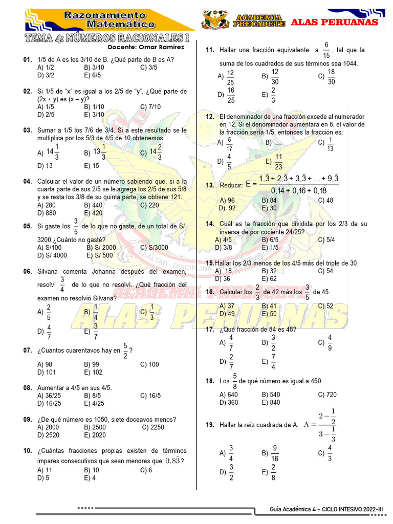T4 - Números Racionales I | PDF | Conceptos matemáticos | Álgebra