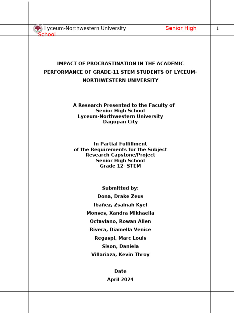 Research-Template-1-FINAL | PDF | Professional Skills | Procrastination