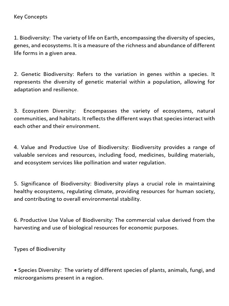 Biodiversity-Key-Concepts | PDF | Biodiversity | Ecosystem