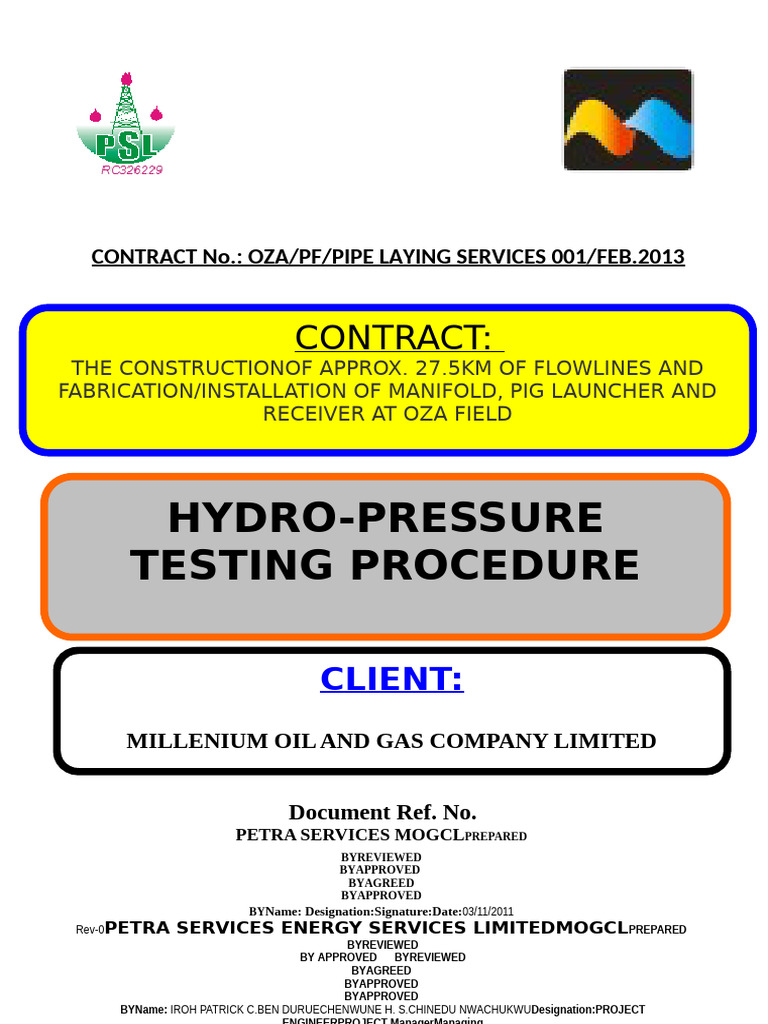 Hydro-Pressure Testing Procedure | PDF | Valve | Hydraulics