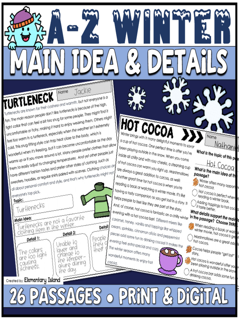 Winter Main Idea and Details Passages | PDF | Yeti | Glacier