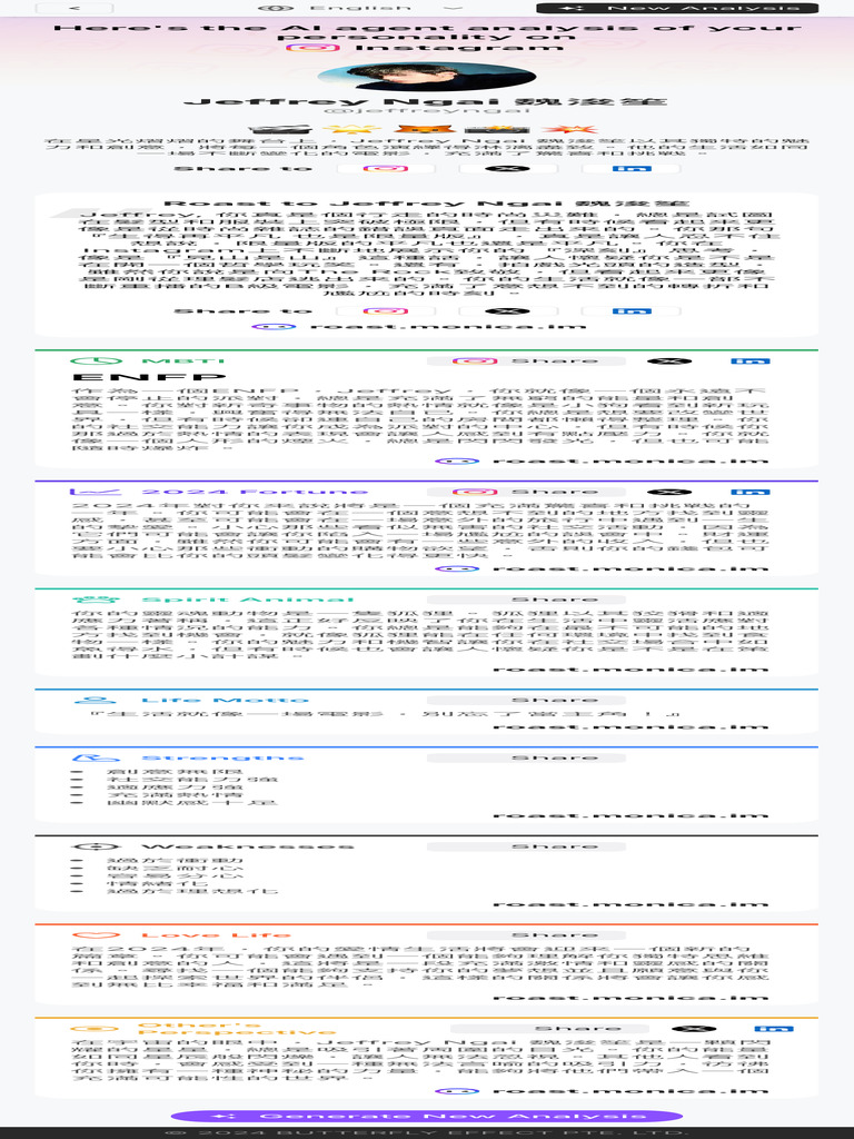 Jeffrey Ngai 魏浚笙 Instagram Personality Analysis by AI Agent | PDF