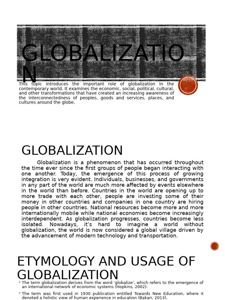 Topic 1 Globalization | PDF | Globalization | Cultural Globalization