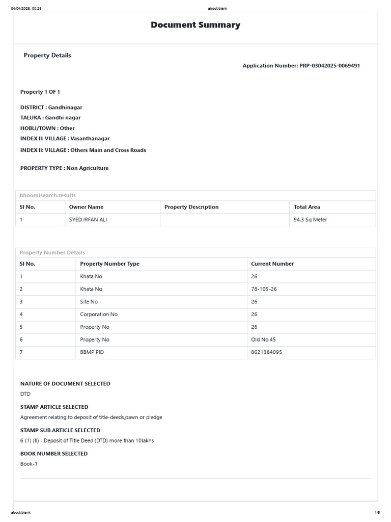 DTD Syed Irfan Ali Prp-03042025-0069491 | PDF | Bangalore