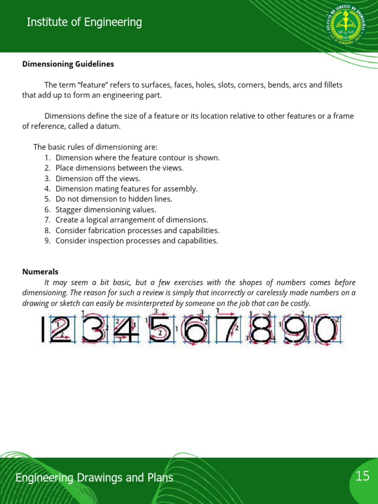 Dimensioning Guidelines for Engineering Drawings | PDF