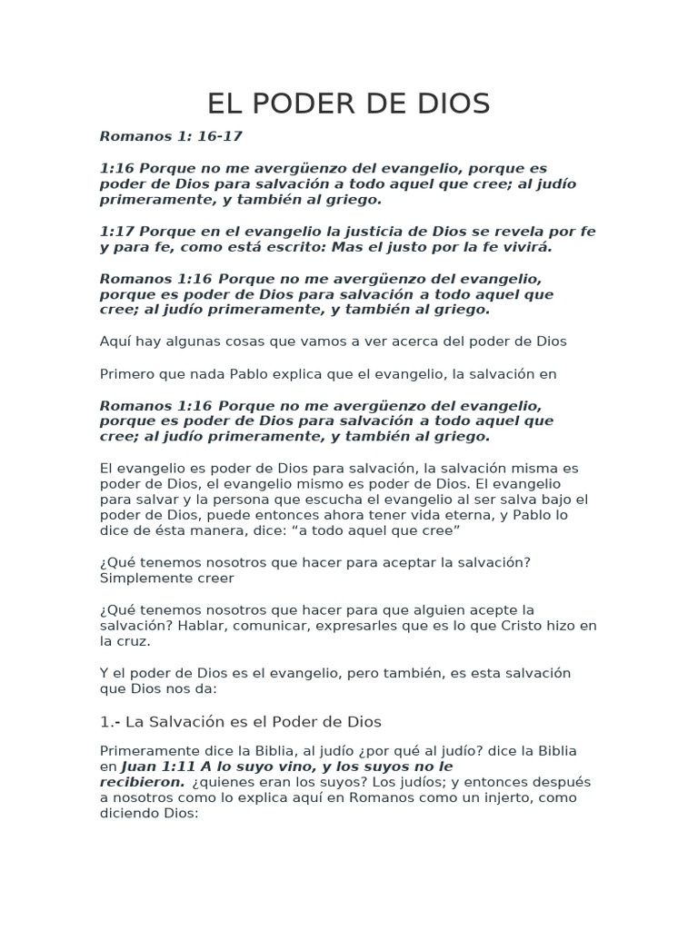 El Poder de Dios | PDF | Cristo (título) | Salvación