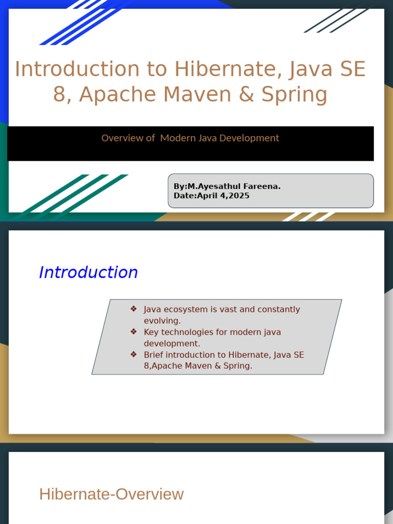 Introduction To Hibernate, Java SE 8, Apache Maven & Spring | PDF