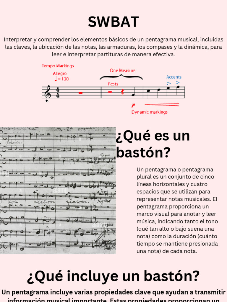 Elementos Clave del Pentagrama Musical | PDF | Tempo | Clave