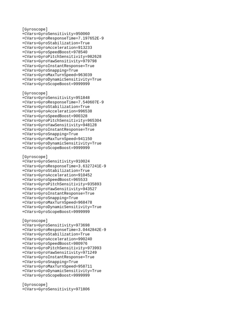 Gyroscope Configuration Settings | PDF