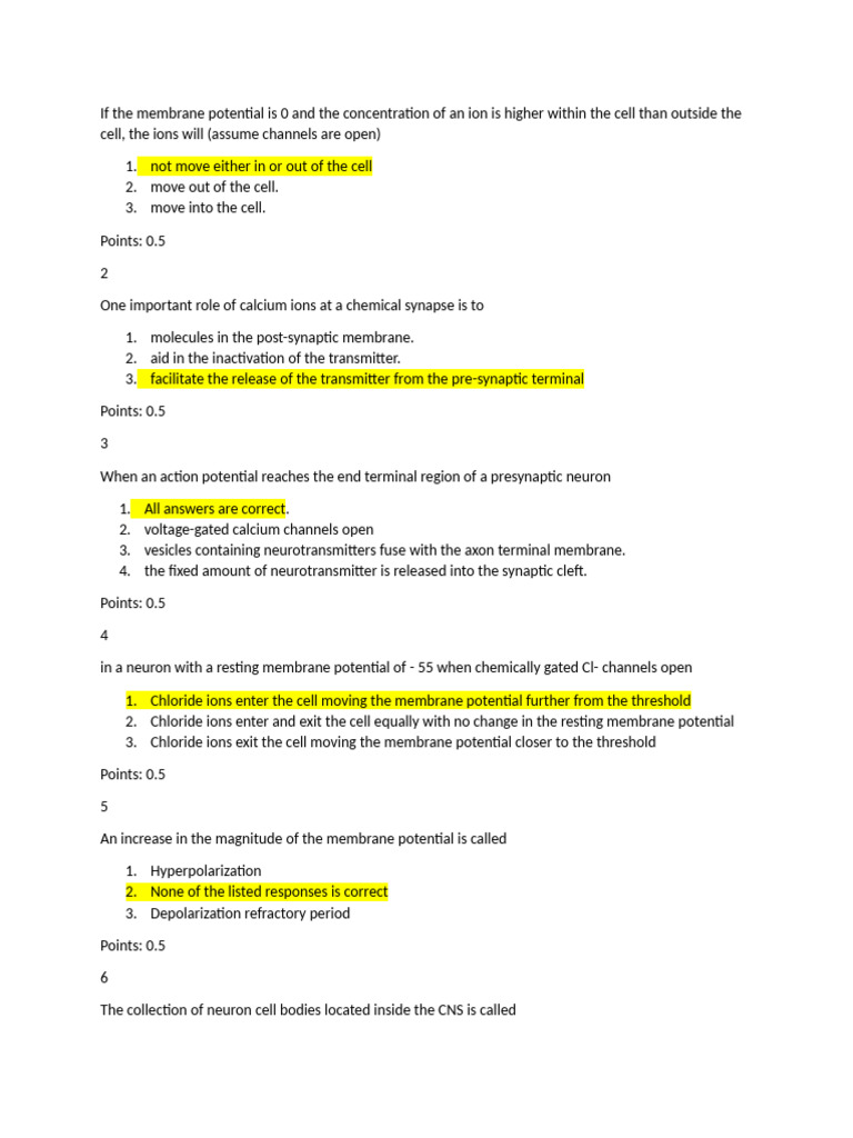 Biochem Physio Mid Term 2 | PDF | Inhibitory Postsynaptic Potential ...