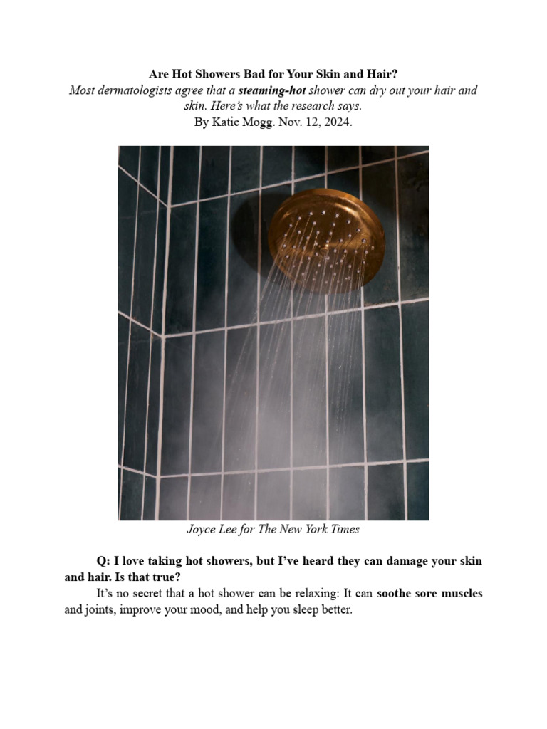 Are Hot Showers Bad For Your Skin and Hair | PDF | Skin | Shampoo