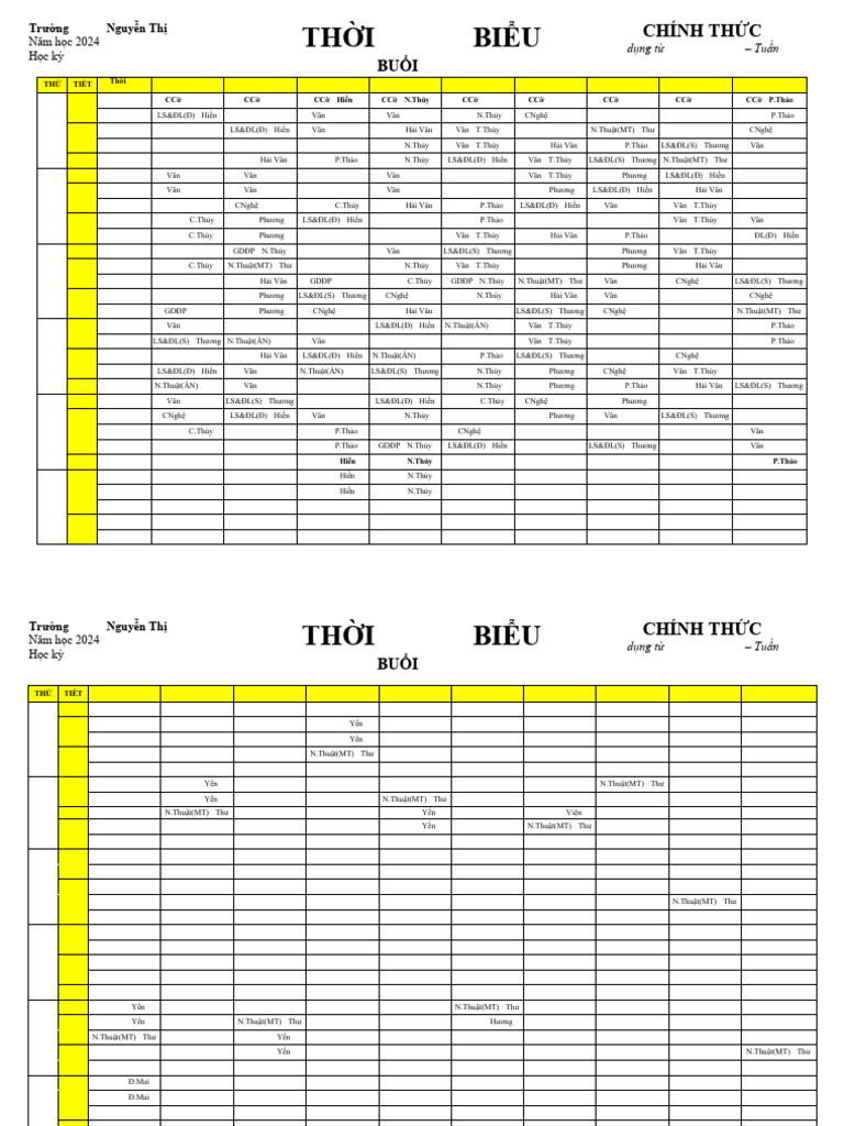 TKB chinh thưc HKII-TUAN 27 | PDF