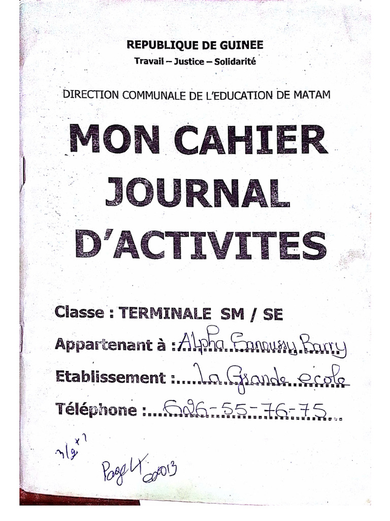 Mon Cahier Journal Dactivités-1 | PDF