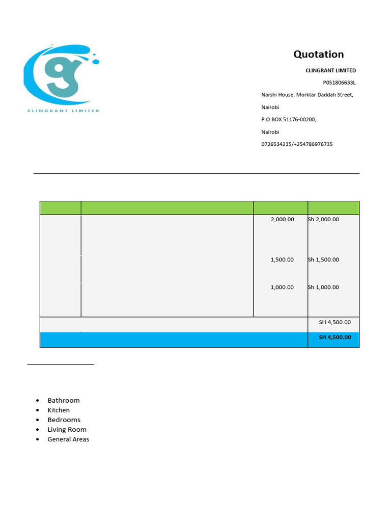 CLINGRANT 3BR PEST CONTROL QUOTE | PDF