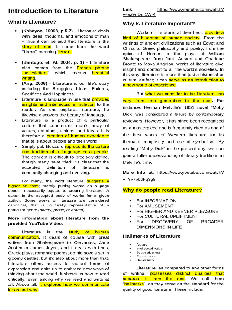 Introduction To Literature | PDF | Poetry | Prose