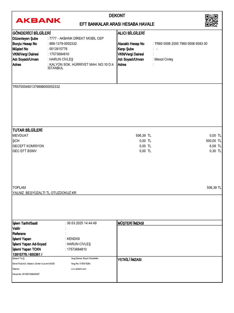 Akbank Dekont-1 | PDF