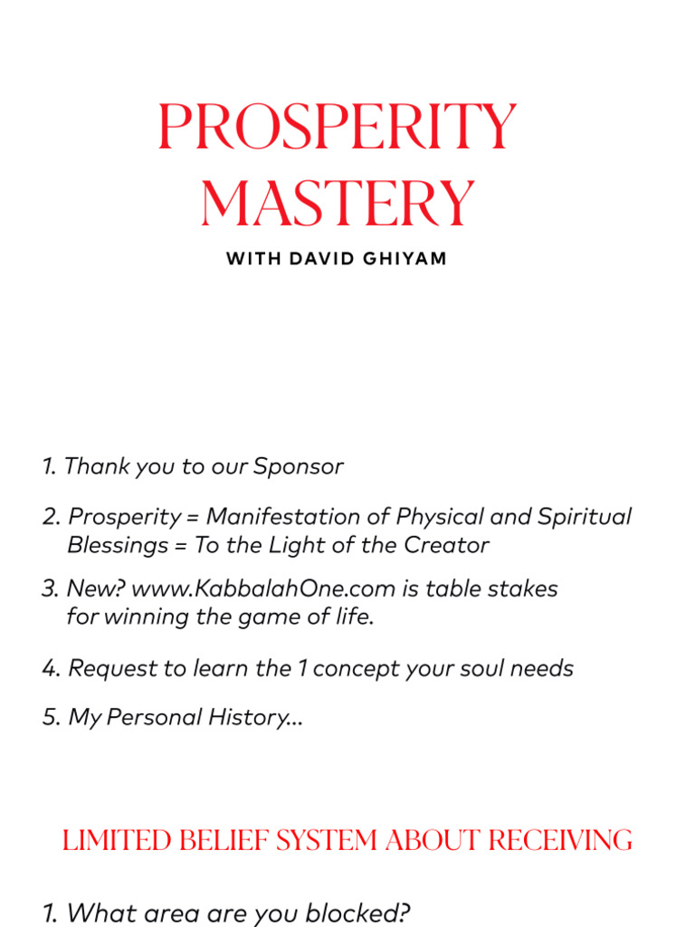 David Ghiyam Prosperity-Mastery Handout Class1 20230531 | PDF