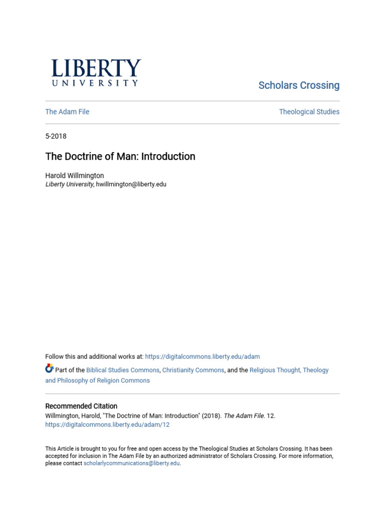 The Doctrine of Man - Introduction | PDF | Creationism | Adam