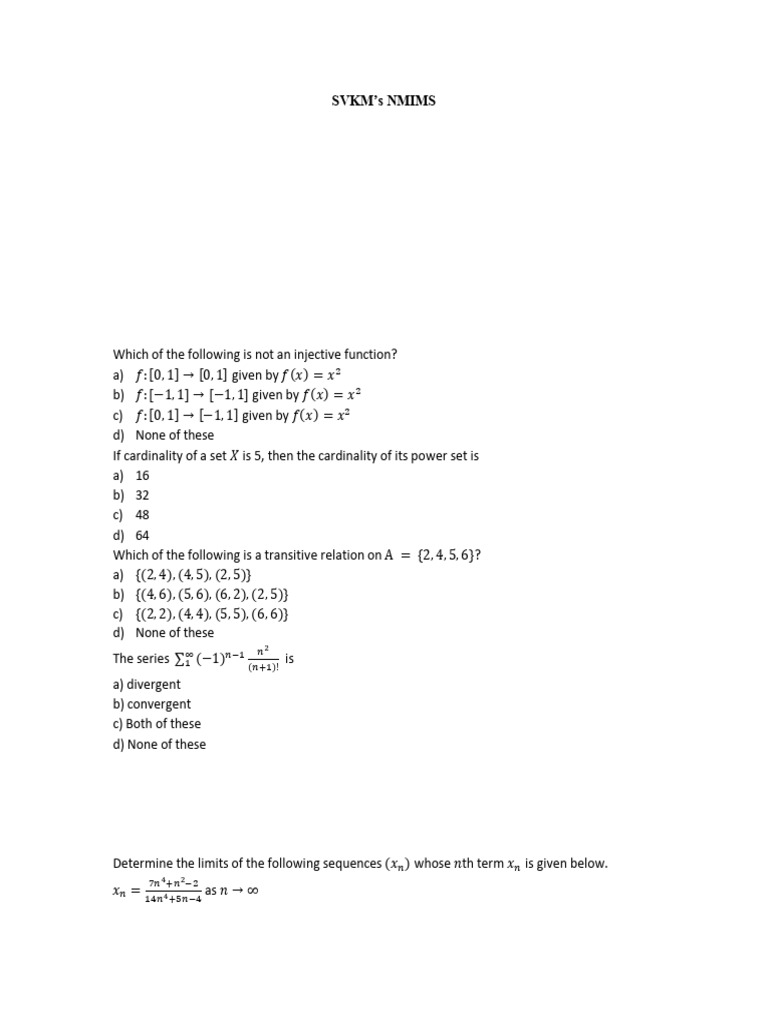 M.sc. DS - Entrance Test - Syllabus & Sample Questions - 2023 | PDF ...