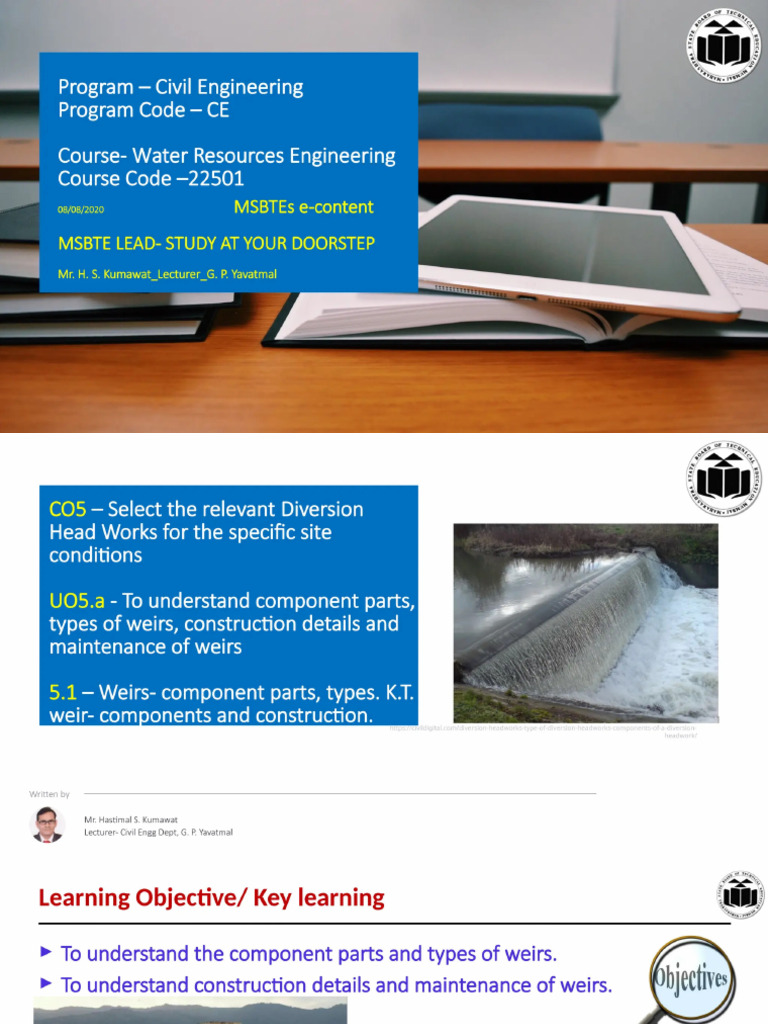 Study Weir KT PPT Civil Engineering Education | PDF