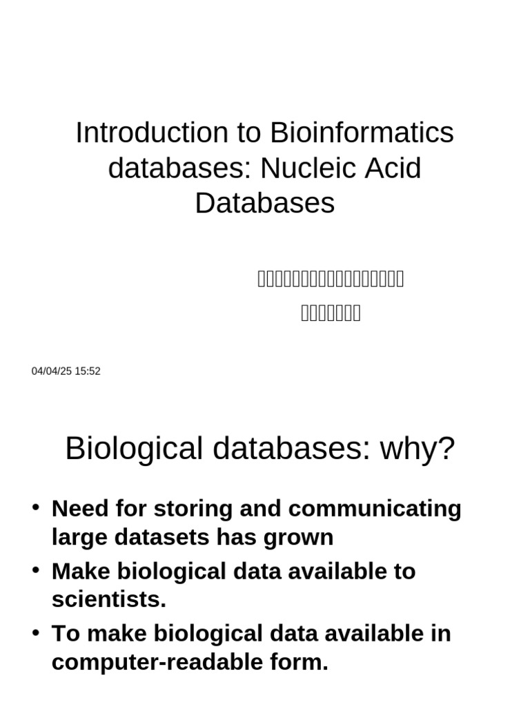 Nucleic Acid Databases | PDF | Nucleic Acid Sequence | National Center For Biotechnology Information