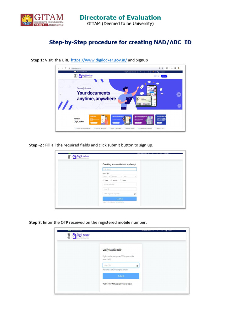 NAD & ABC - Step by Step Procedure For Registration | PDF
