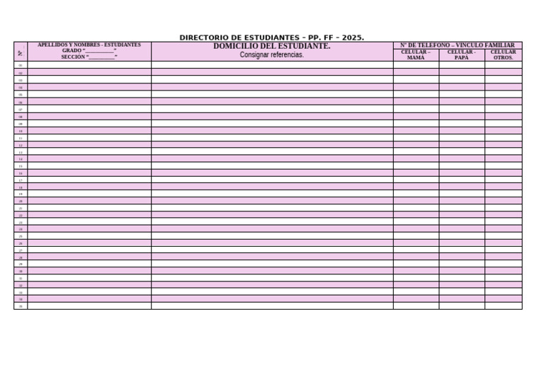 Directorio de Estudiantes y Padres | PDF