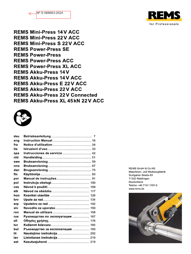 Manual Portugues Rems Power-Press | PDF