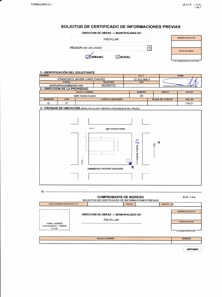 Solicitud Francisco Caro | PDF