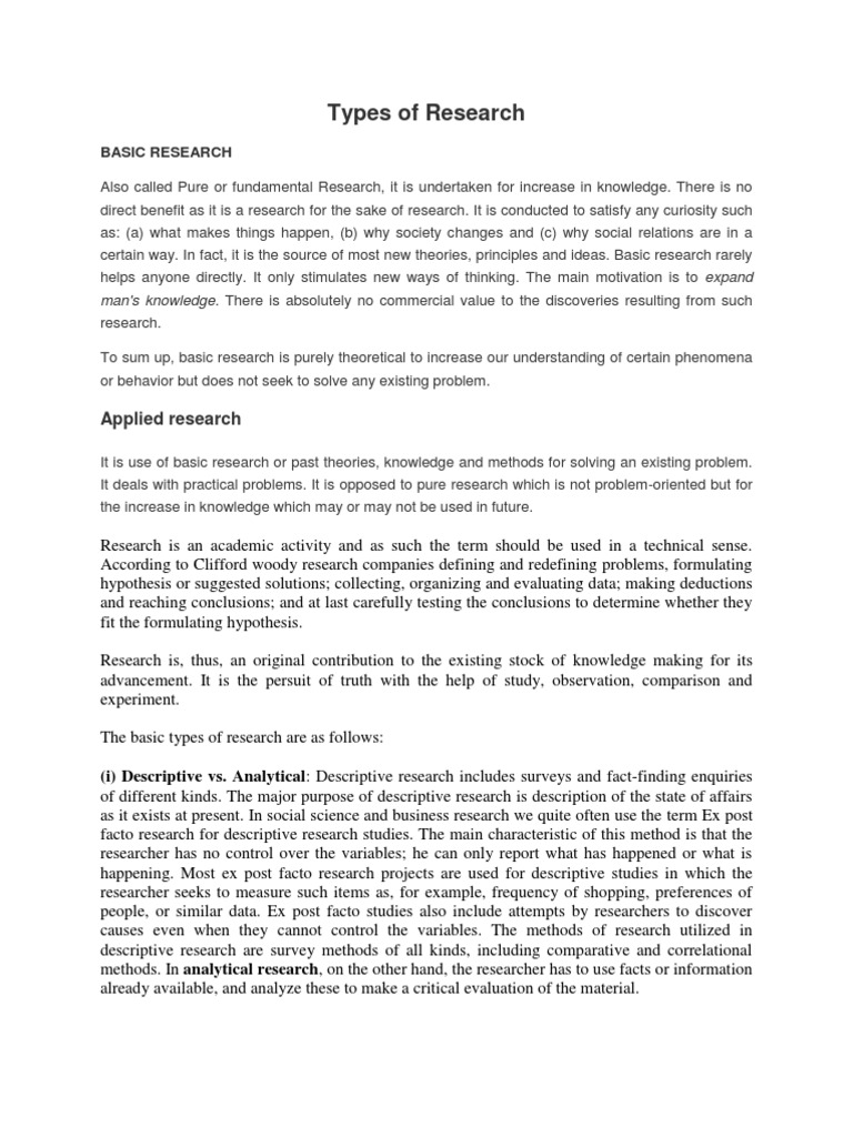 Types of Research | PDF | Qualitative Research | Experiment