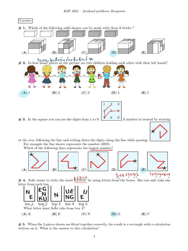 Kangaroo 5 6 B เฉลย | PDF | Euclidean Geometry | Polytopes