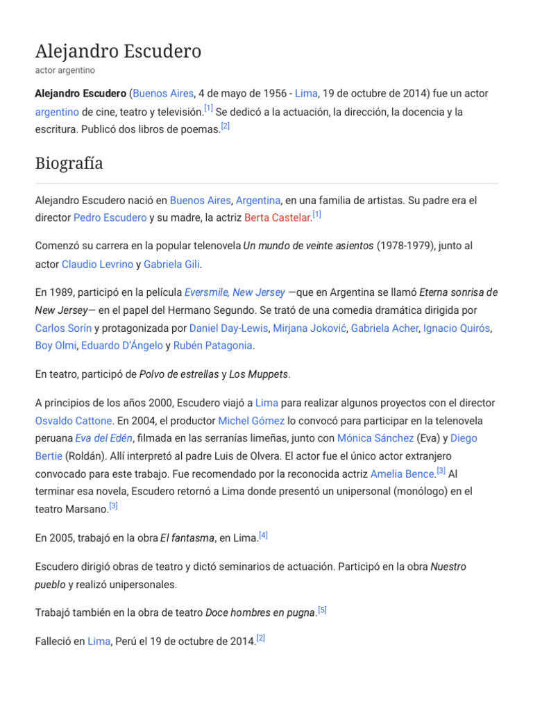 Alejandro Escudero: Actor Argentino | PDF