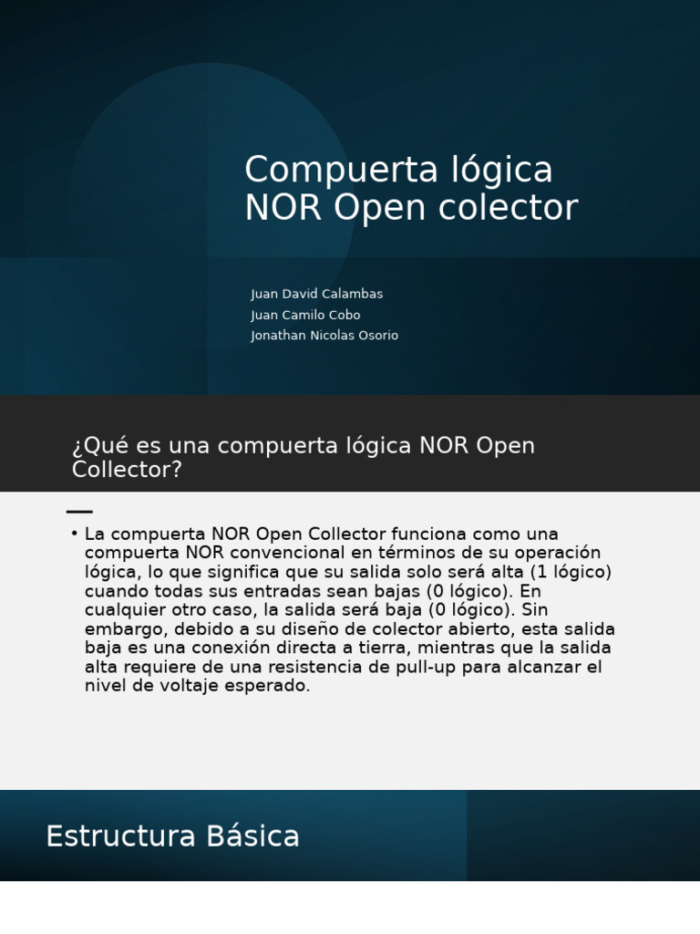 Compuerta Logica NOR Open Colector-1 | PDF | Transistor | Puerta lógica