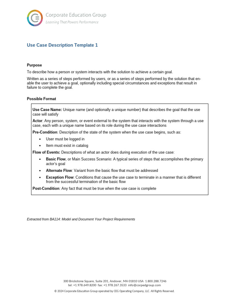 Use Case Description Template 1 | PDF