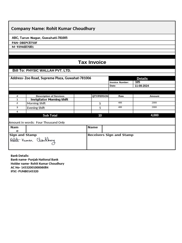 Rohit Kumar Choudhury Bill | PDF