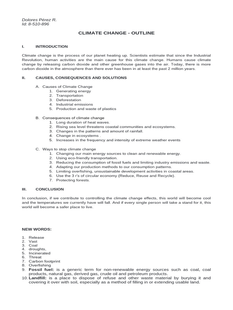 Climate Change Outline | PDF