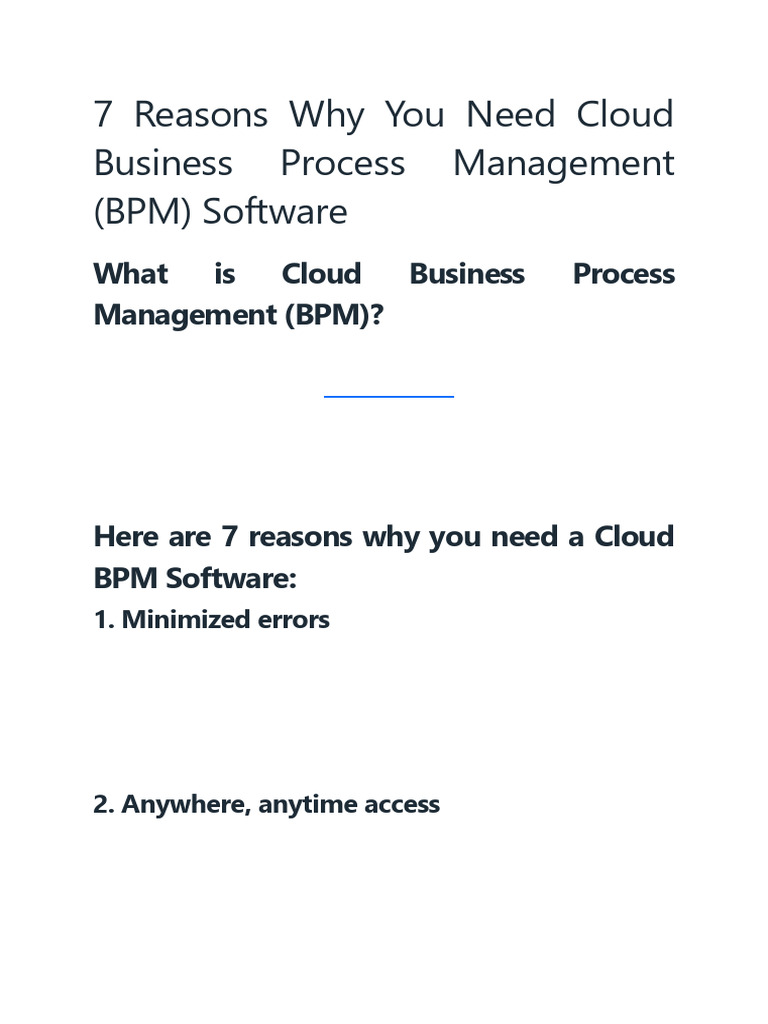 7 Reasons Why You Need Cloud Business Process Management | PDF ...
