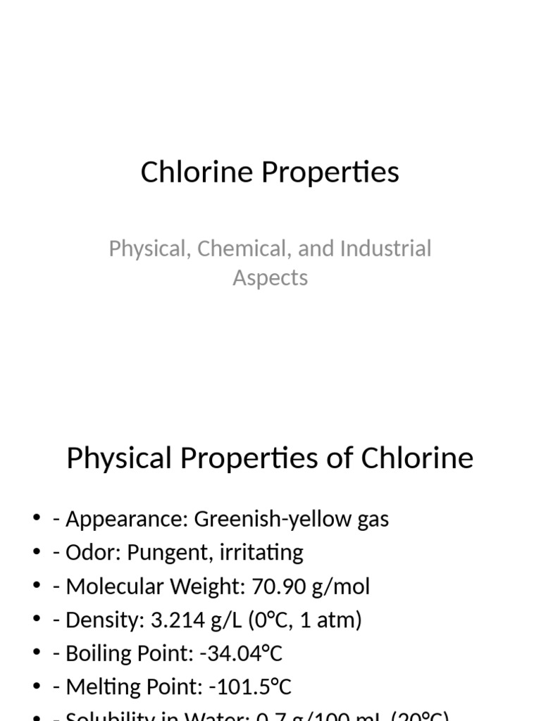 Chlorine: Properties and Safety Overview | PDF