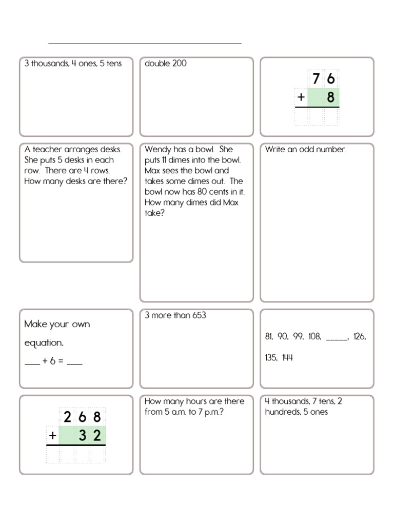 Math Worksheets for Week of March 3 | PDF