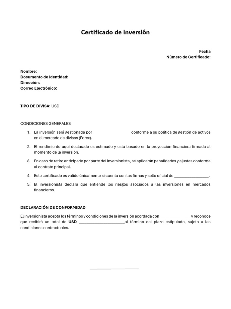 Certificado de inversión 2 | PDF