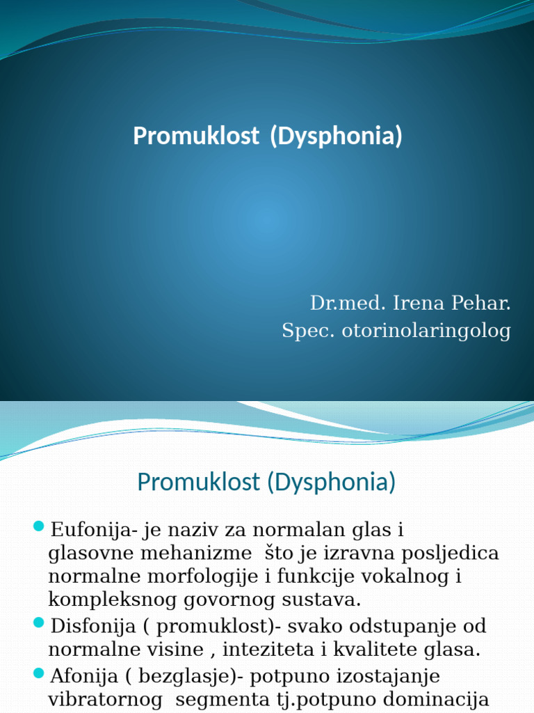 Promuklost (Dysphonia) | PDF