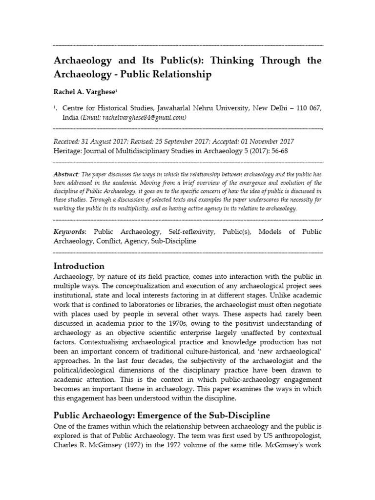 Archaeology and its Public | PDF | Archaeology | Liberal Arts Education
