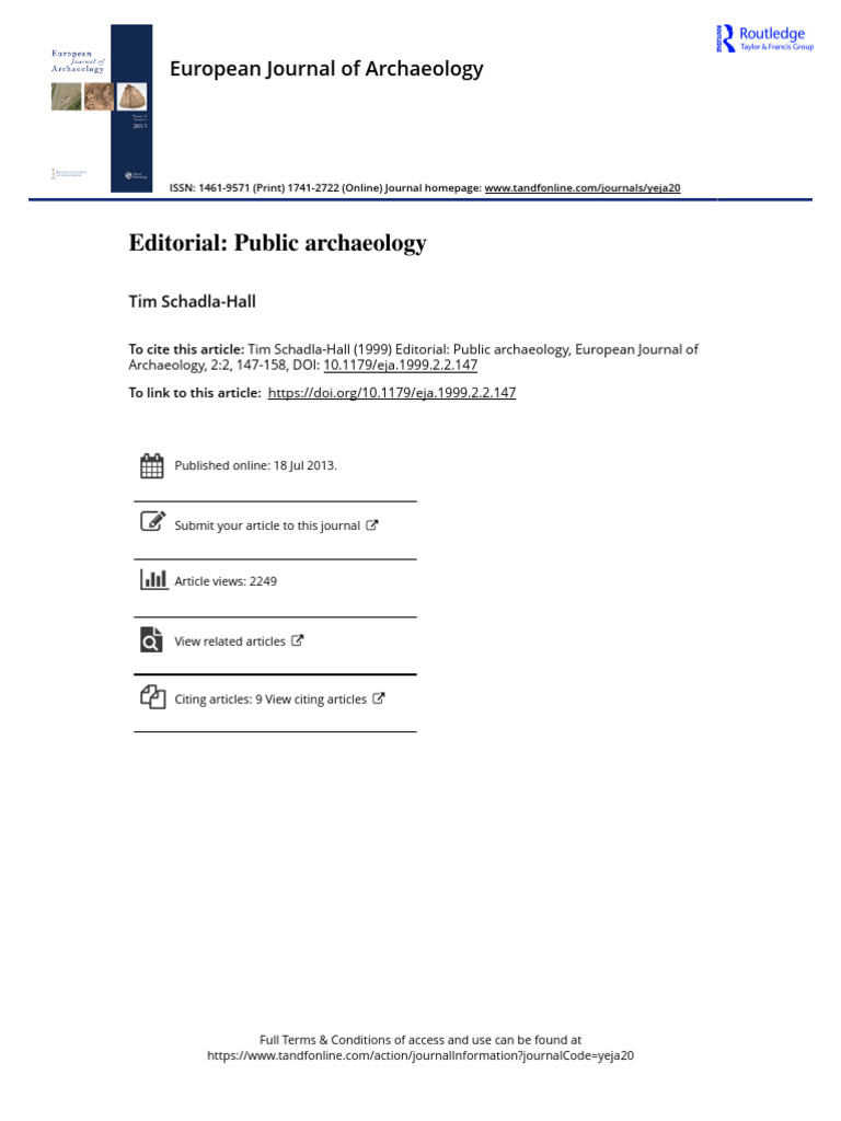 Editorial Public Archaeology Pdf Archaeology Geographic