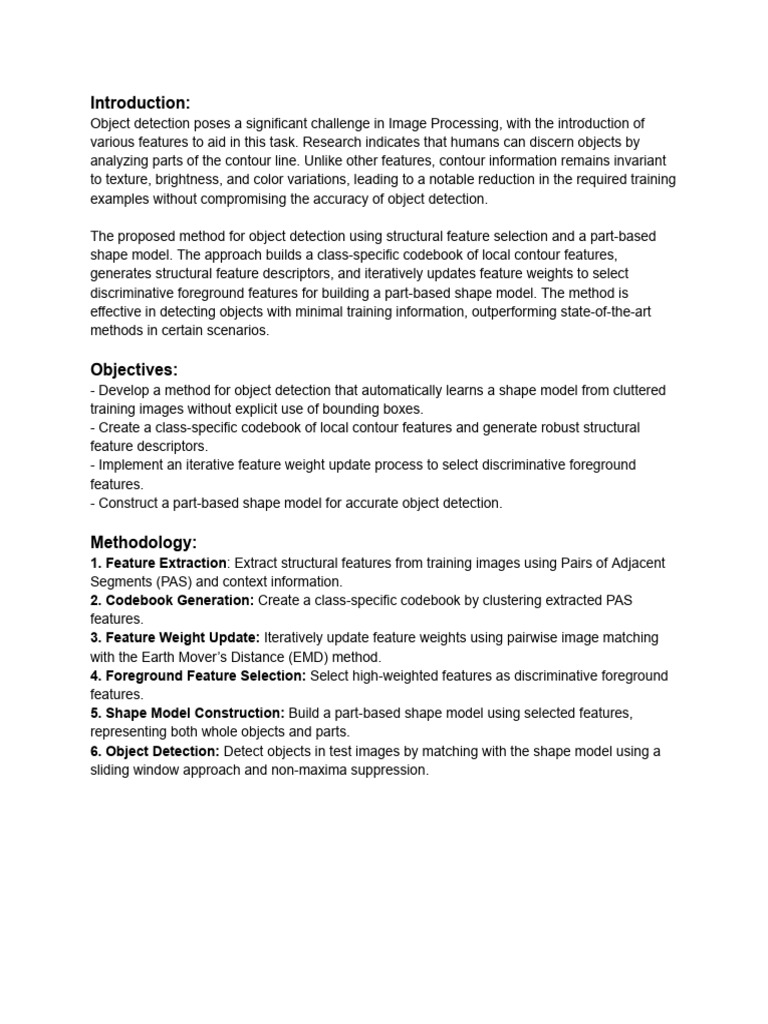 Object Detection Using Global Contour Feature Selection and Shape ...