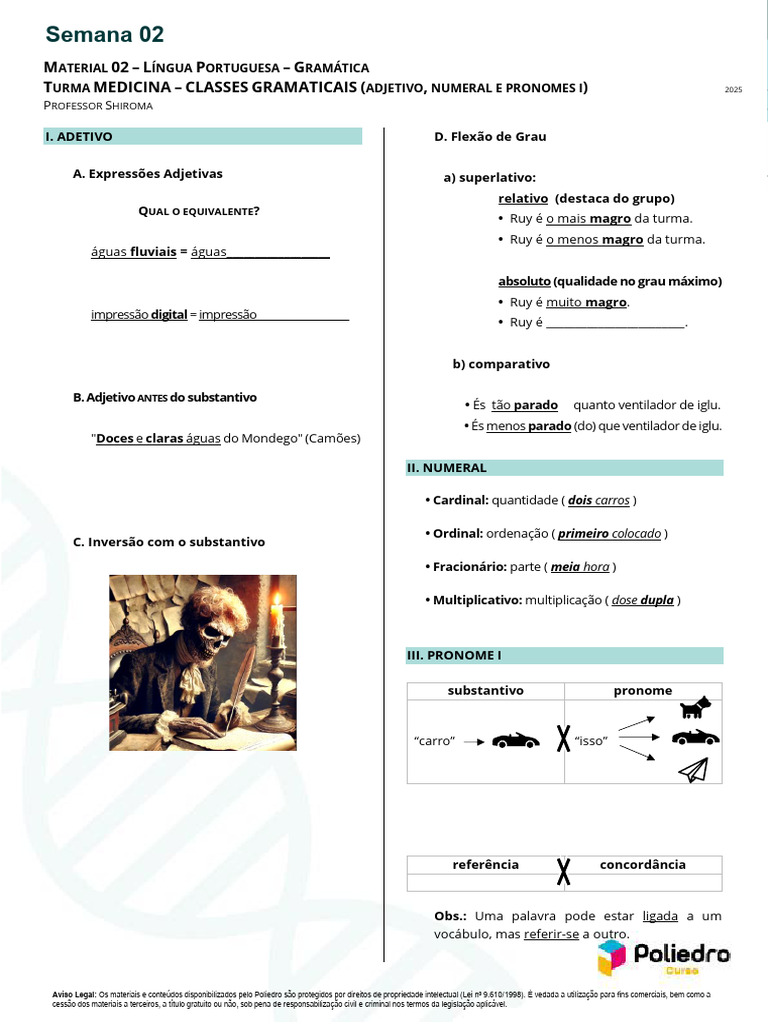 Adjetivos e Numerais na Gramática | PDF | Substantivo | Palavra
