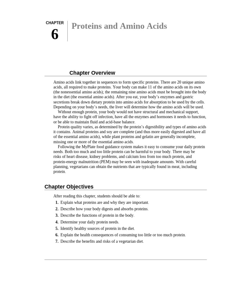 Chapter 6 Full Outline | PDF | Proteins | Diet & Nutrition