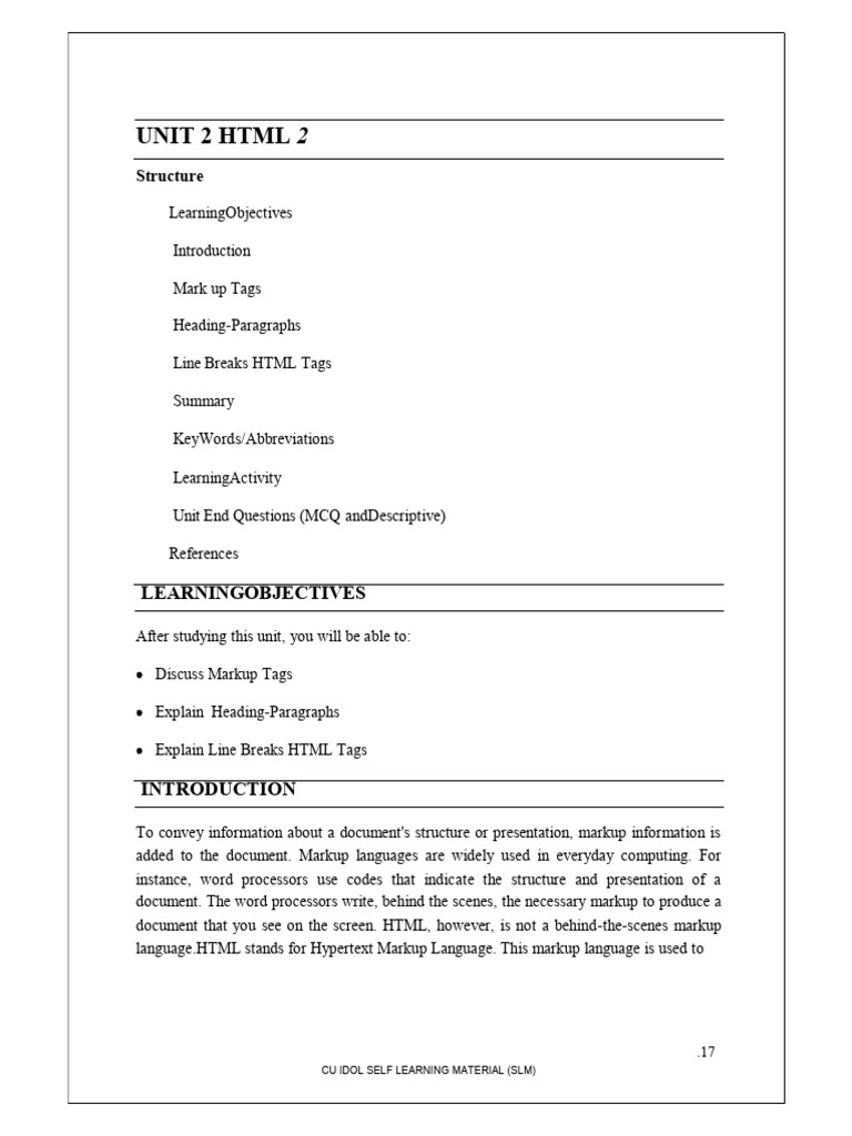 Unit 2 | PDF | Html Element | Html