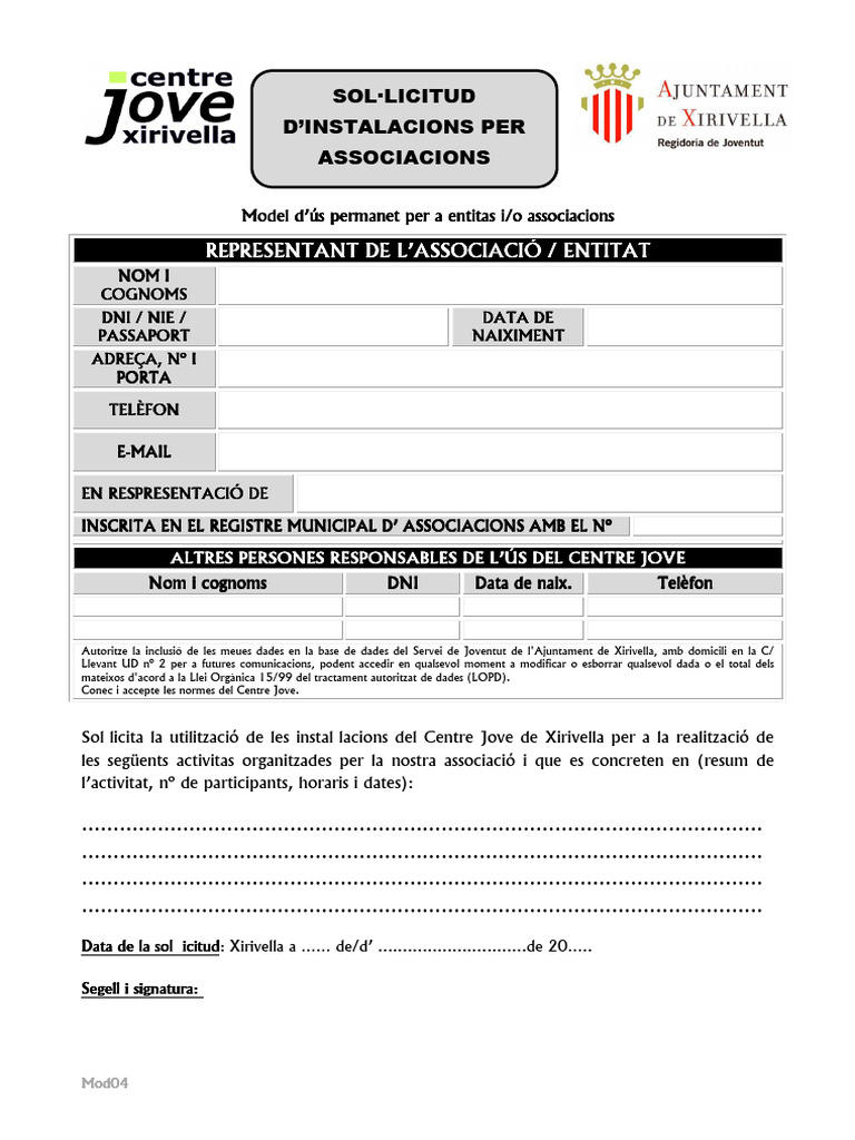 Mod04 Sol Licitud para Associacions | PDF