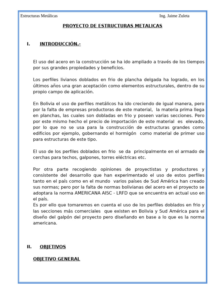 Proyecto Estructuras Metálicas | PDF | Viga (Estructura) | Acero